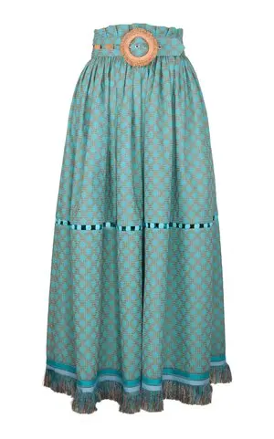 Lena Hoschek Paradise Cotton Midi Skirt - Turquoise