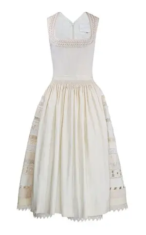 Lena Hoschek Ceremony Linen Dirndl Midi Dress - Ivory