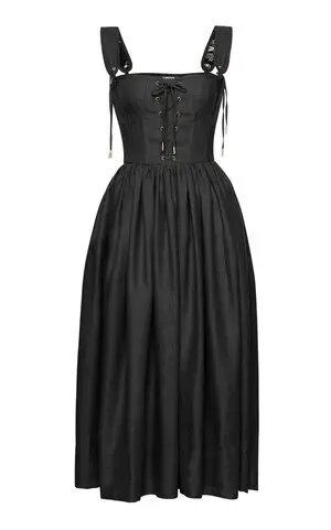 Lena Hoschek Giuseppina Linen Midi Dress - Black