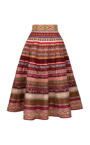 Lena Hoschek Swing Ribbon Cotton-blend Midi Skirt - Stripe