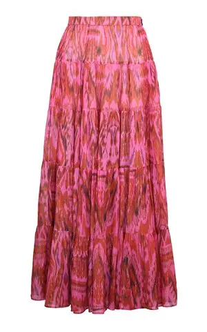 Lena Hoschek Carmen Silk-blend Midi Skirt - Pink