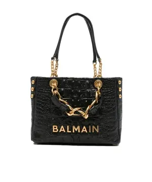Balmain Embossed Top Handle Bag - Black