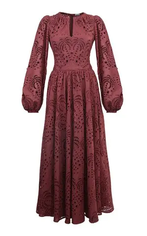 Lena Hoschek Riad Cotton Maxi Dress - Burgundy