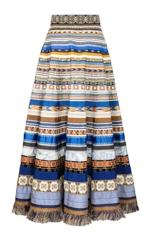 Lena Hoschek Opulence Ribbon Cotton-blend Maxi Skirt - Stripe