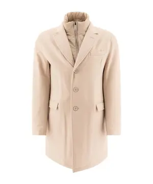 Herno Single-breasted High-neck Coat - Beige