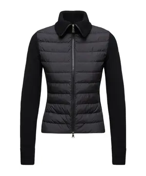 Moncler Padded Zip-up Wool Cardigan - Black