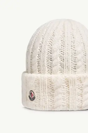 Moncler Cable Knit Wool Blend Beanie
