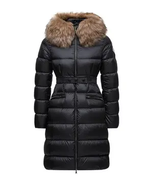 Moncler Boedic Hooded Shearling-trimmed Long Down Jacket