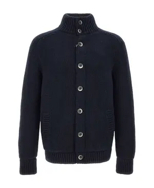 Herno Button-up Wool Cardigan With High Neck