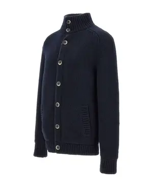 Herno Button-up Wool Cardigan With High Neck