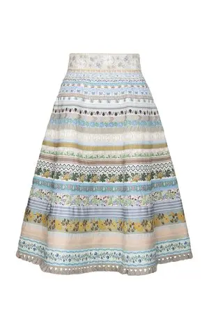 Lena Hoschek Classic Ribbon Cotton-blend Midi Skirt - Stripe