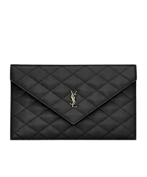 Saint Laurent Paris Pouch In Grain-de-poudre Leather - Black