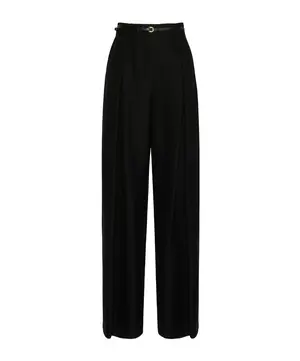 Max Mara Wide-leg Wool Twill Pants - Black