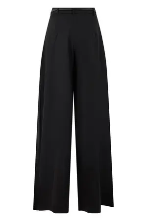 Max Mara Wide-leg Wool Twill Trousers With Belt