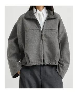 Brunello Cucinelli Hand-crafted Bomber Jacket In Virgin Wool Double Cloth With Shiny Zipper Pull