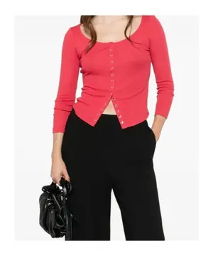 RE/DONE Crew-neck Three-quarter Sleeve Cardigan