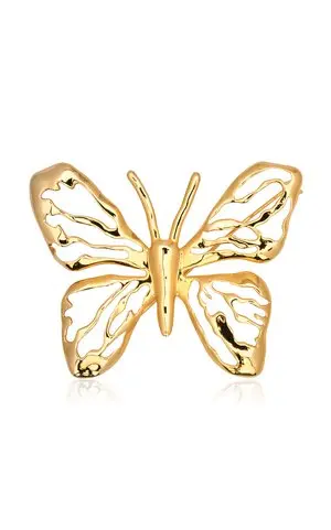 Oscar De La Renta Tone Lace Butterfly Brooch - Gold