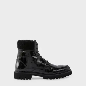 GIUSEPPE ZANOTTI Lace-up Eel Skin Combat Boots