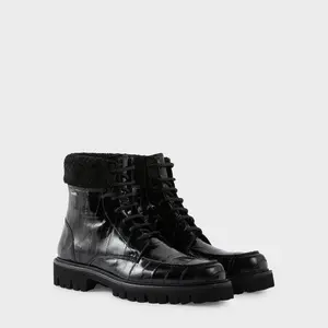 GIUSEPPE ZANOTTI Lace-up Eel Skin Combat Boots