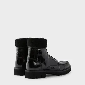 GIUSEPPE ZANOTTI Lace-up Eel Skin Combat Boots