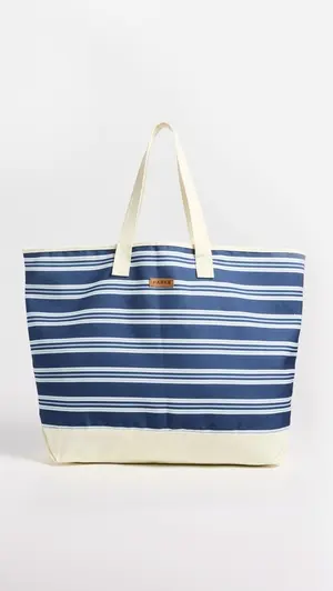 PARKE Oversized Striped Canvas Tote Bag - Denim Stripe