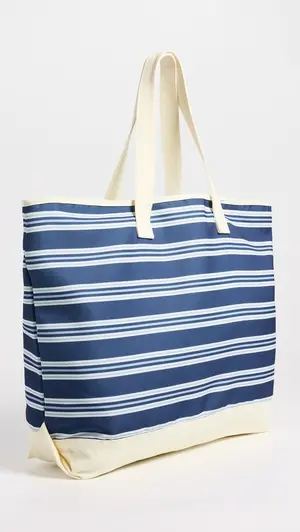 PARKE Oversized Striped Canvas Tote Bag - Denim Stripe