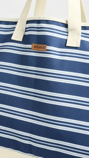 PARKE Oversized Striped Canvas Tote Bag - Denim Stripe