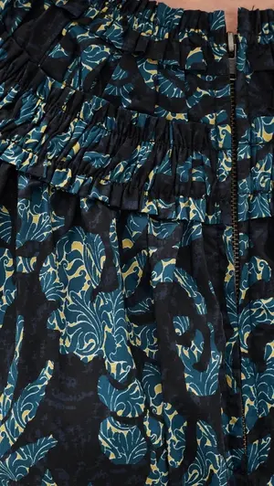 Ulla Johnson Othella Short Sleeve Botanical Print Cotton Dress - Midnight