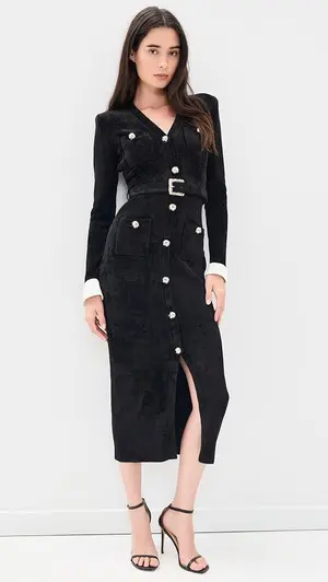 SELF-PORTRAIT Chenille Knit Midi Dress