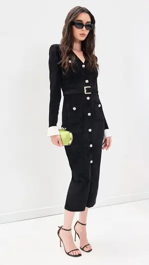 SELF-PORTRAIT Chenille Knit Midi Dress