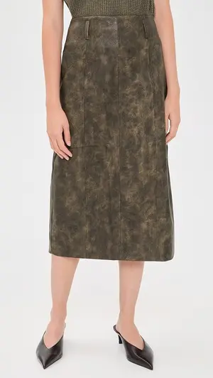 EN SAISON Faux Leather Margot Midi Skirt