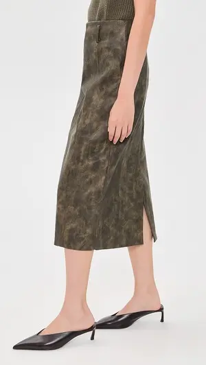 EN SAISON Faux Leather Margot Midi Skirt