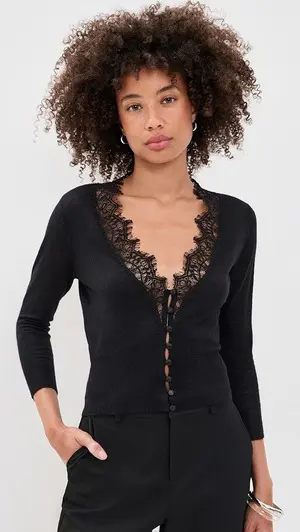 L'Agence Eluna Lace Detail Cardigan