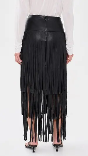 L'Agence Karoline Maxi Fringe Skirt