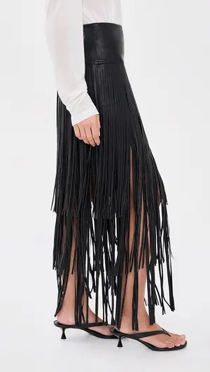 L'Agence Karoline Maxi Fringe Skirt
