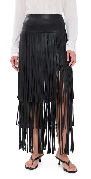 L'Agence Karoline Maxi Fringe Skirt - Black