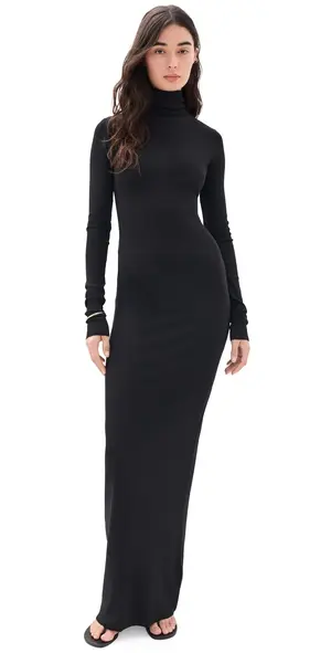 Eterne Long Sleeve Turtleneck Maxi Dress - Black