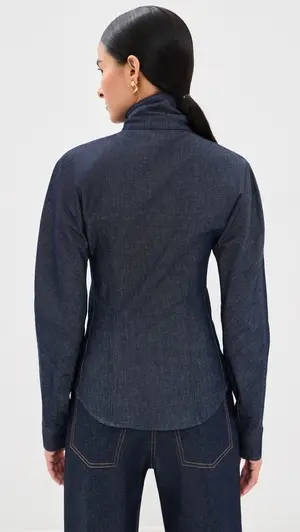 Françoise Hendrix Denim Shirt With Neck Tie