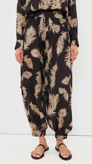 Zimmermann Valiant Silk Balloon Pants - Black Feather