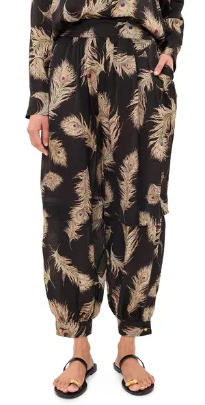 Zimmermann Valiant Silk Balloon Pants - Black Feather