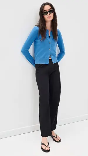 LA LIGNE Solid Lean Lines Cashmere Cardigan