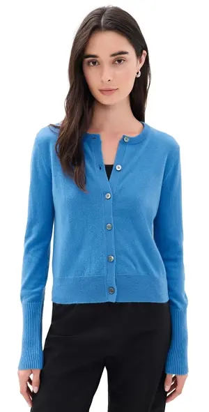 LA LIGNE Solid Cashmere Cardigan - Cerulean