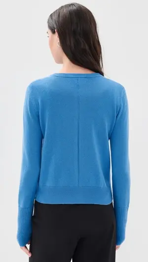 LA LIGNE Solid Cashmere Cardigan - Cerulean