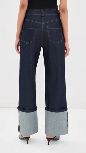 Françoise Hendrix High-rise Denim Pants With Folded Cuffs