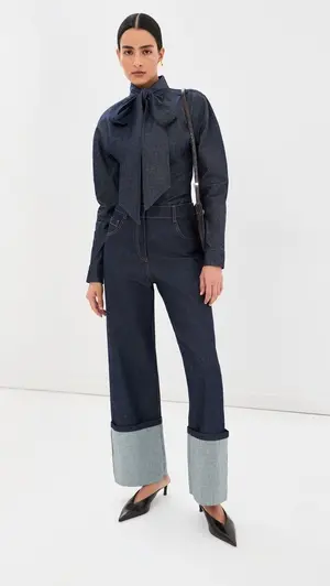 Françoise Hendrix High-rise Denim Pants With Folded Cuffs