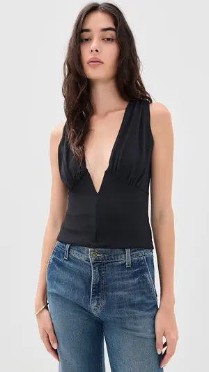 Susana Monaco Low V Wire Tank - Black