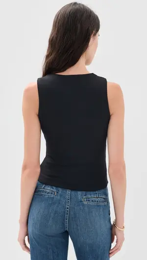 Susana Monaco Low V Wire Tank - Black