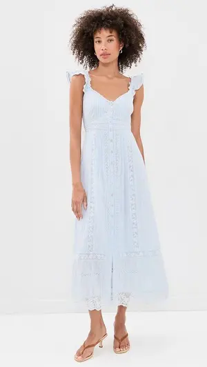 LoveShackFancy Kailette Dress - Blue Finch