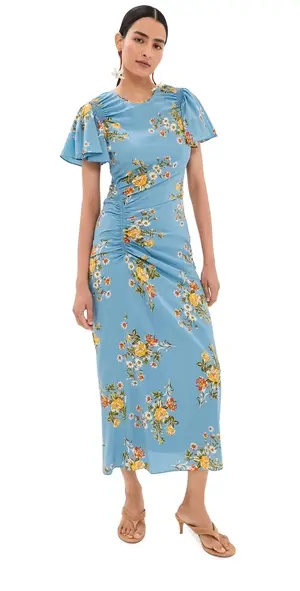 Veronica Beard Midi Huntleigh Dress - Blue River Multi