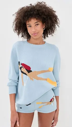 YELLOW THE LABEL Diver Cotton Pullover - Light Blue
